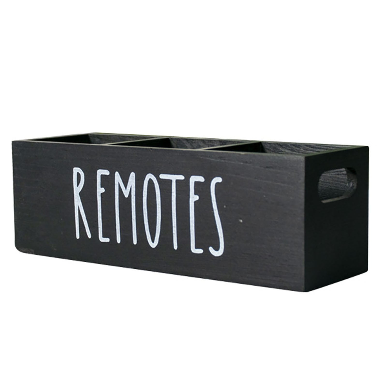 Wooden Remote Control Organizer 3 Compartment Storage Caddy for Media ...