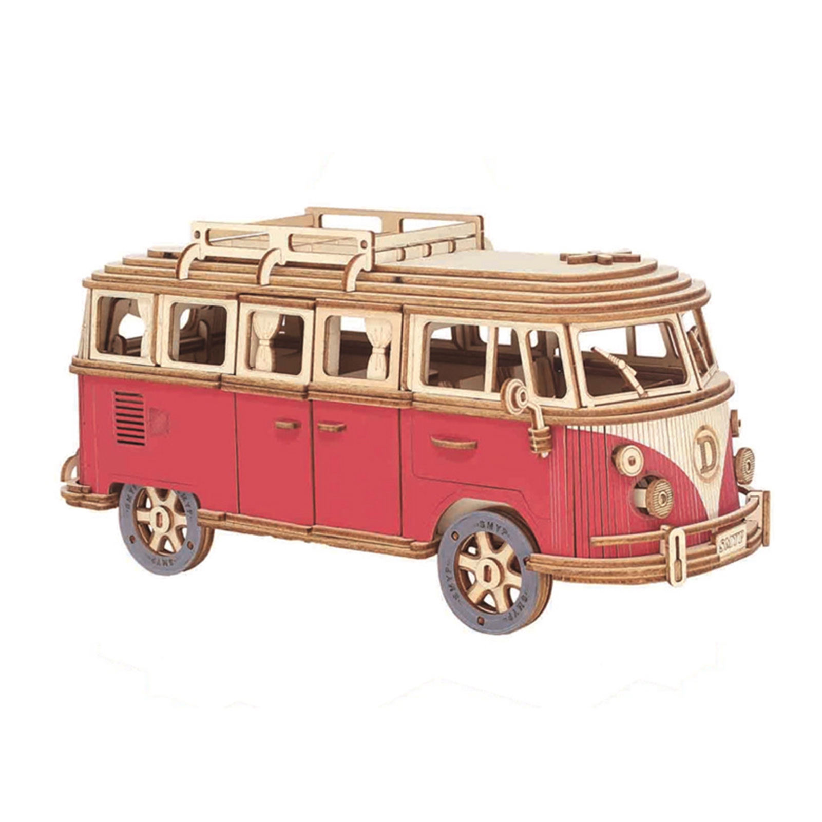 Wooden Retro Bus 3D Puzzle Kit Hands Skill Improve Stress Relief ...