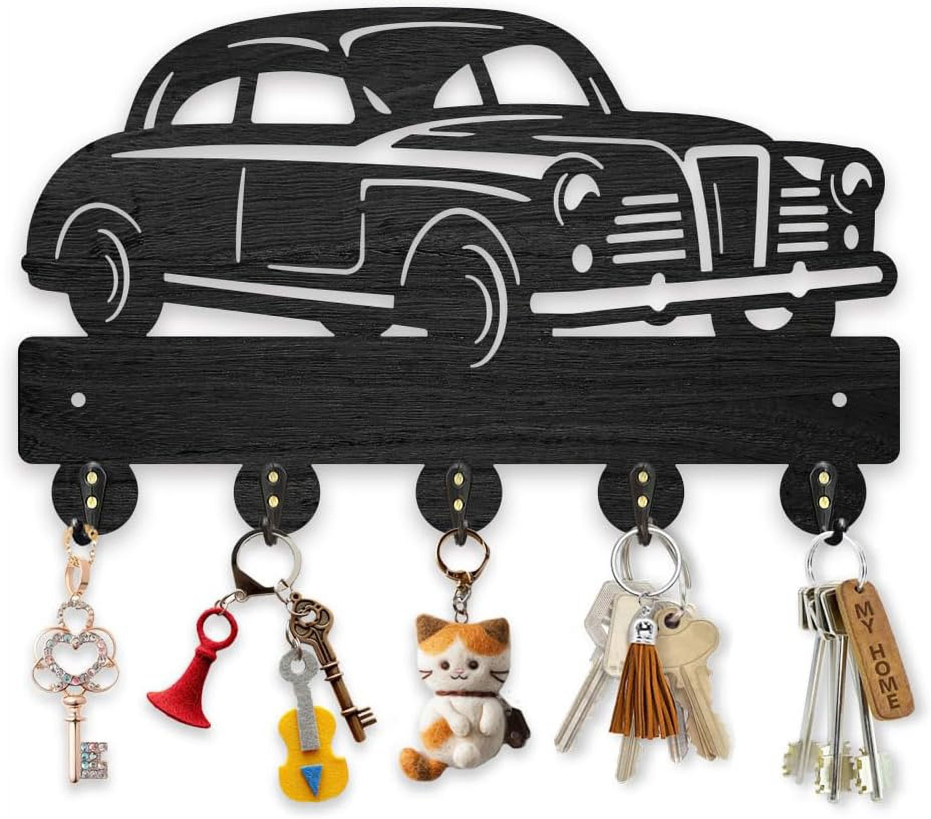 Wooden Retro Car Key Holder for Wall 11.8x7.1inch Sedan Key Rack ...