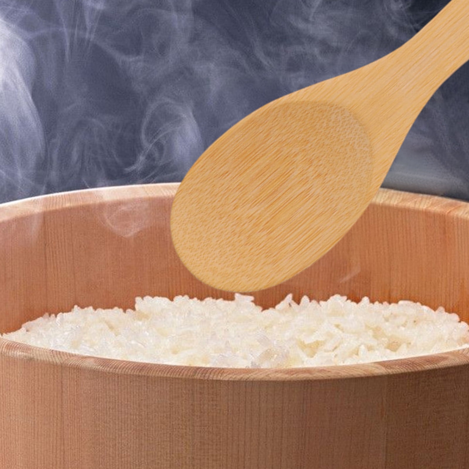 Wooden Rice Spoon Natural Log Deep Bowl Brown Kitchen Utensil Eco ...