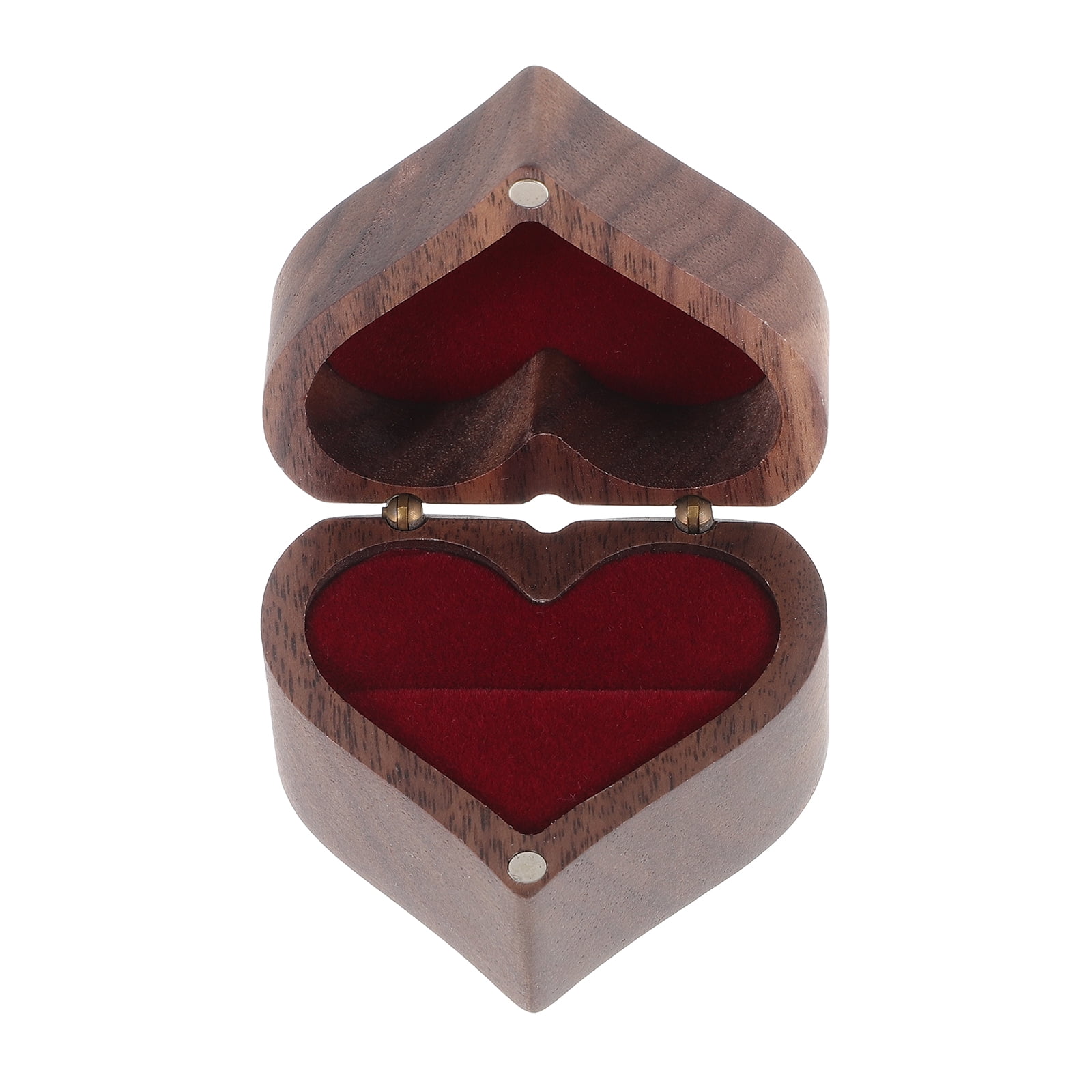 Wooden Ring Box Heart Shaped Ring Box for Proposal Engagement Wedding ...