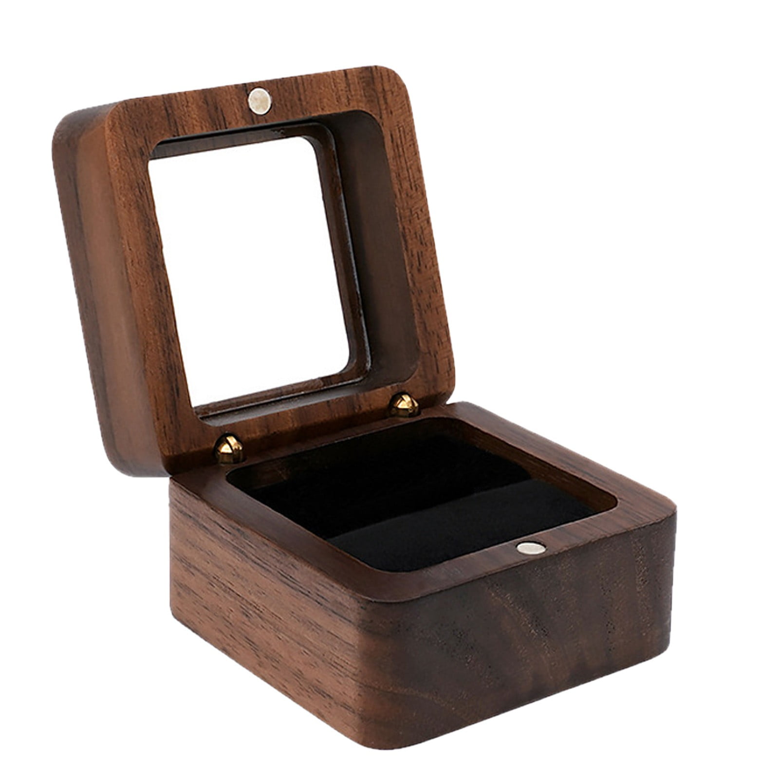 Wooden Ring Box Square Wedding Ring Box Single Slot Mini Engagement ...