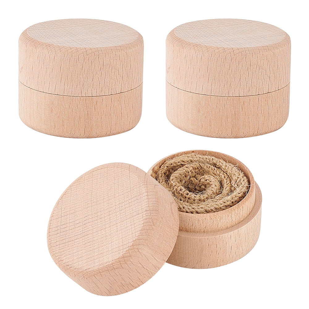 Wooden Ring Boxes with Linen Inside for Jewelry Gift Packaging Column ...
