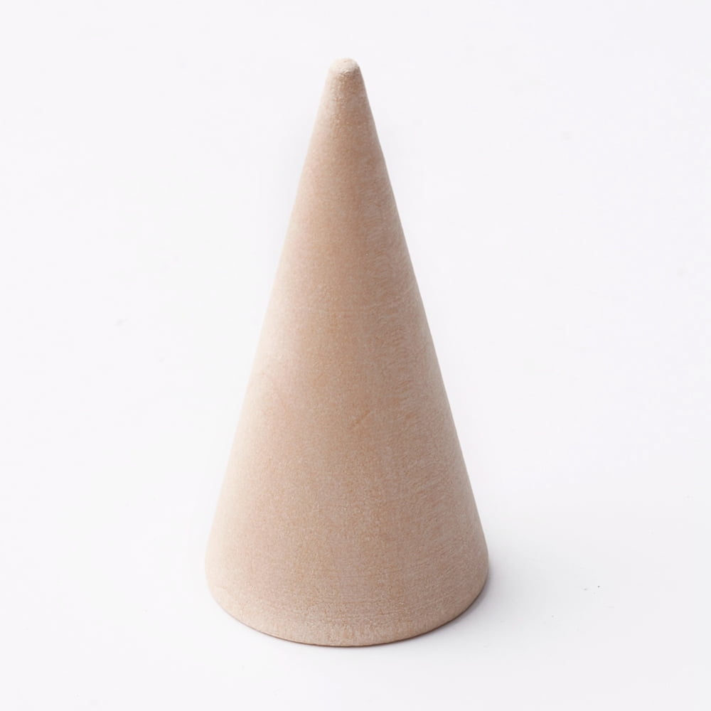 Wooden Ring Displays Cone Shaped Finger Ring Display Stands Blanched ...