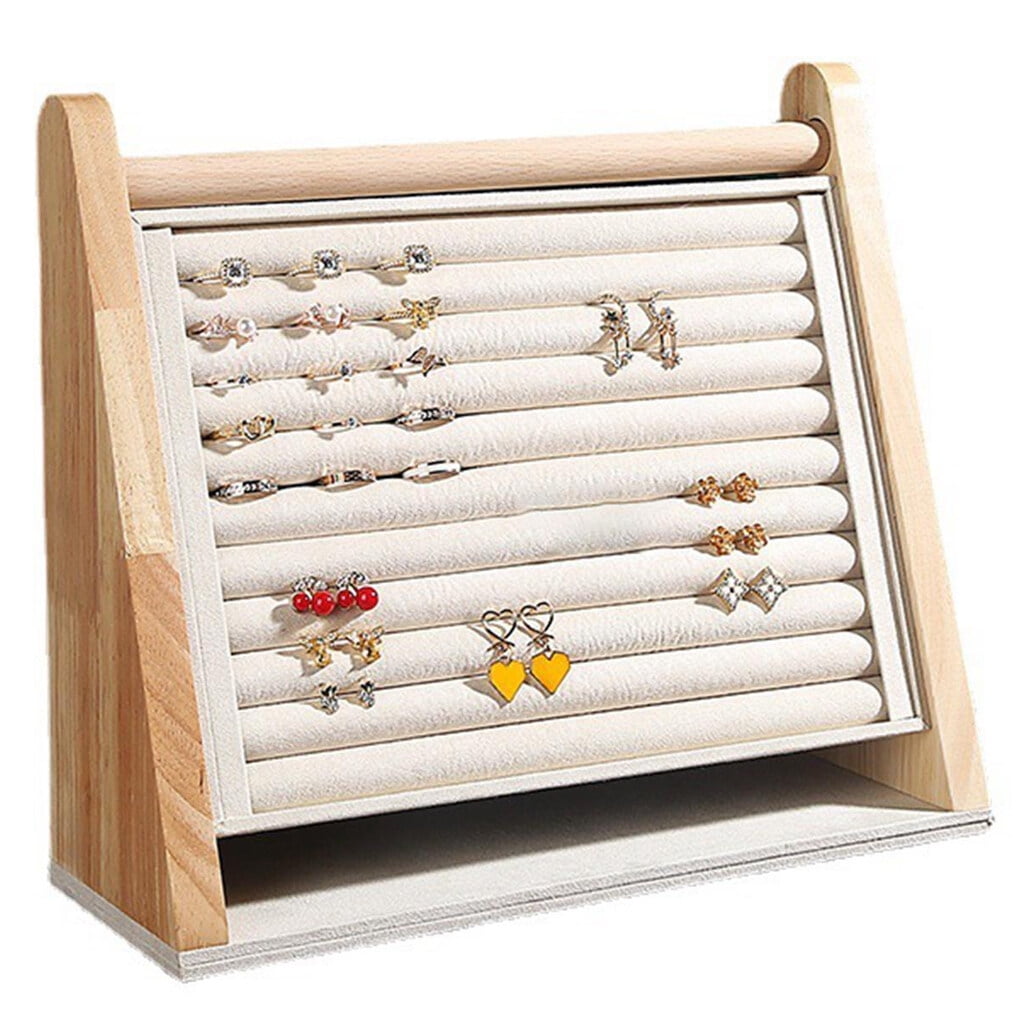 Wooden Rings Display Stand Tray Vertical Rack Holder for Studs Show ...