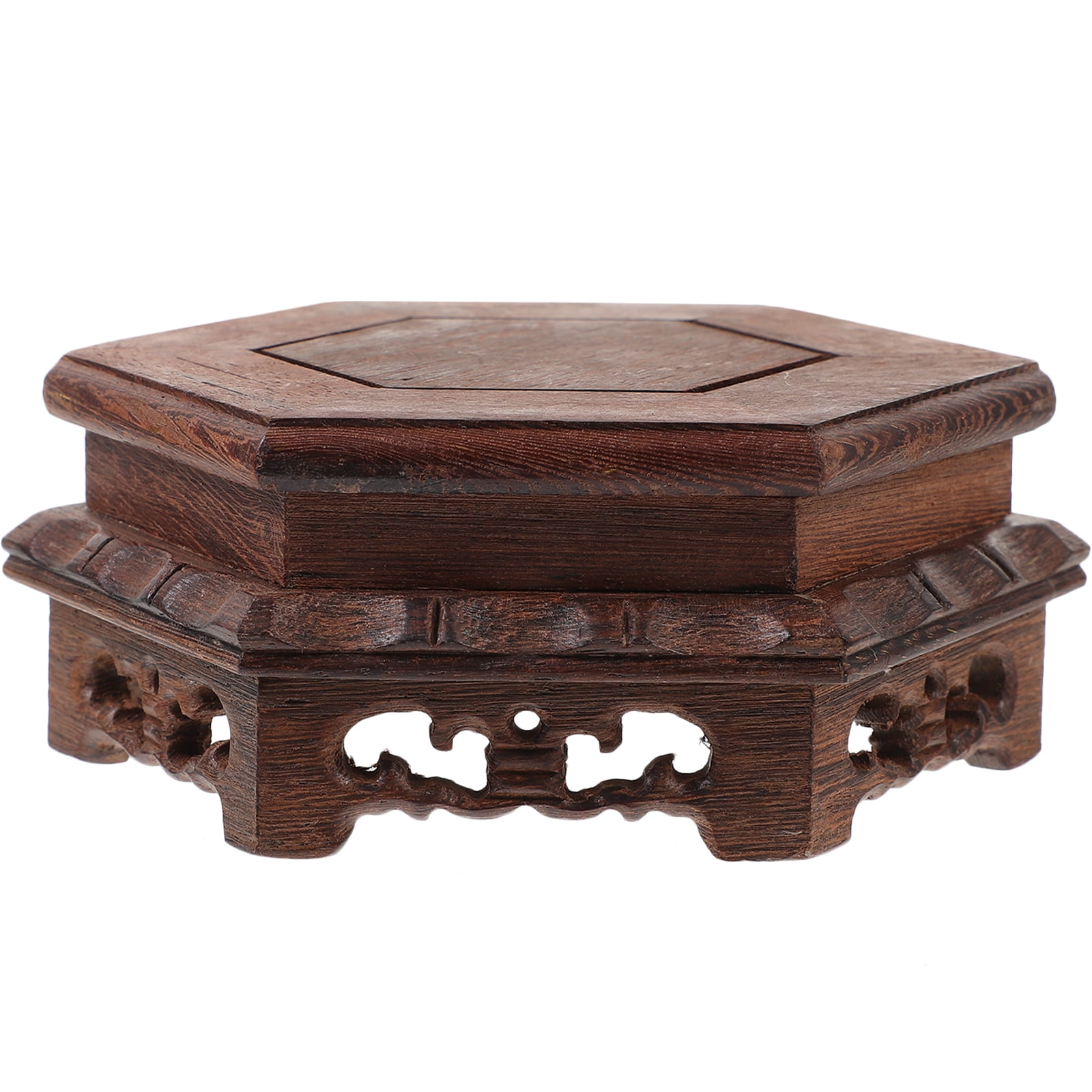 Wooden Riser Stand Hexagonal Flower Pot Base Wooden Display Riser ...
