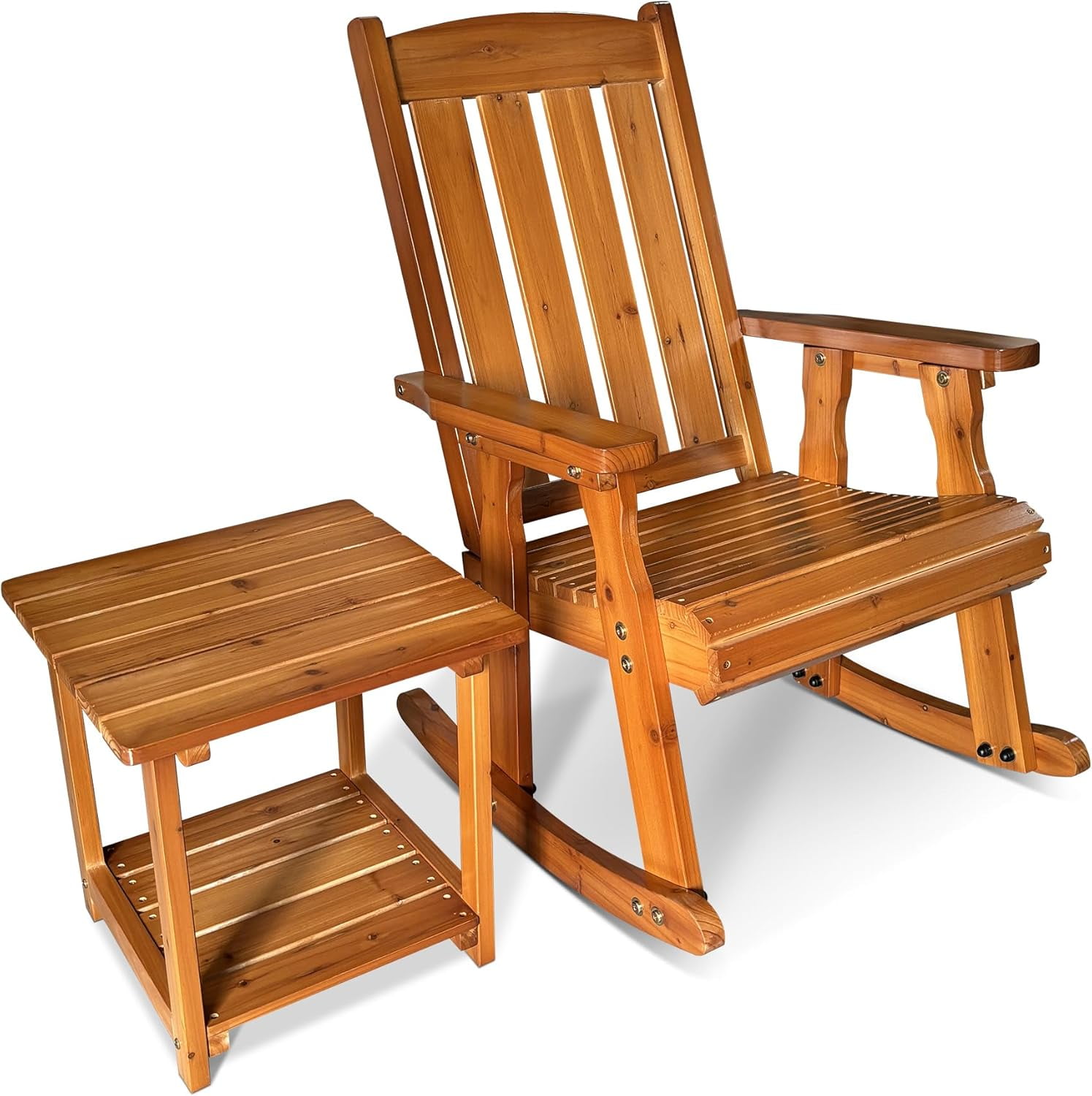 Wooden Rocking Chair with Comfortable Backrest Inclination, High ...