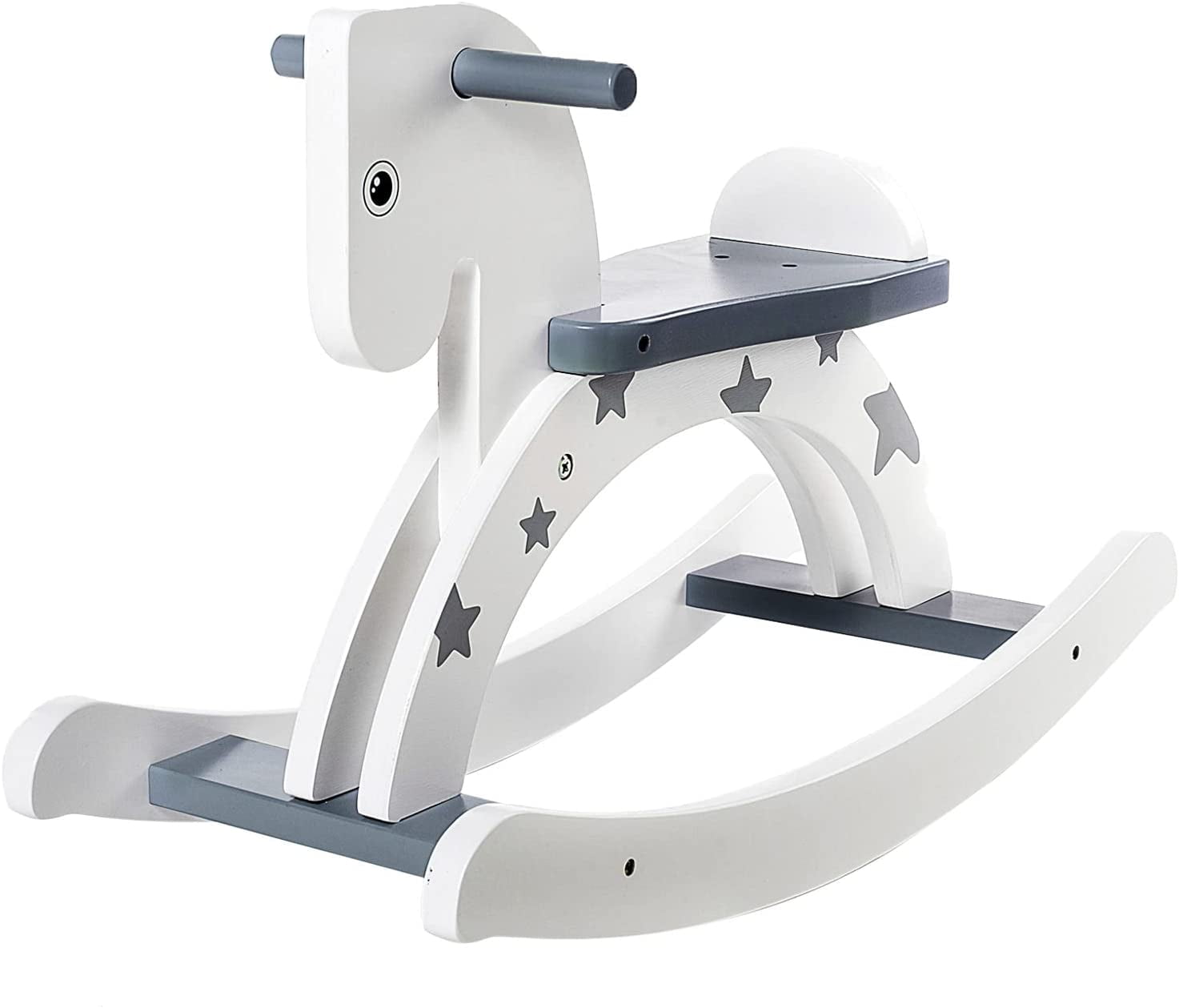 Wooden Rocking Horse, Baby Wood Ride On Toys for 1-3 Year Old, Grey ...