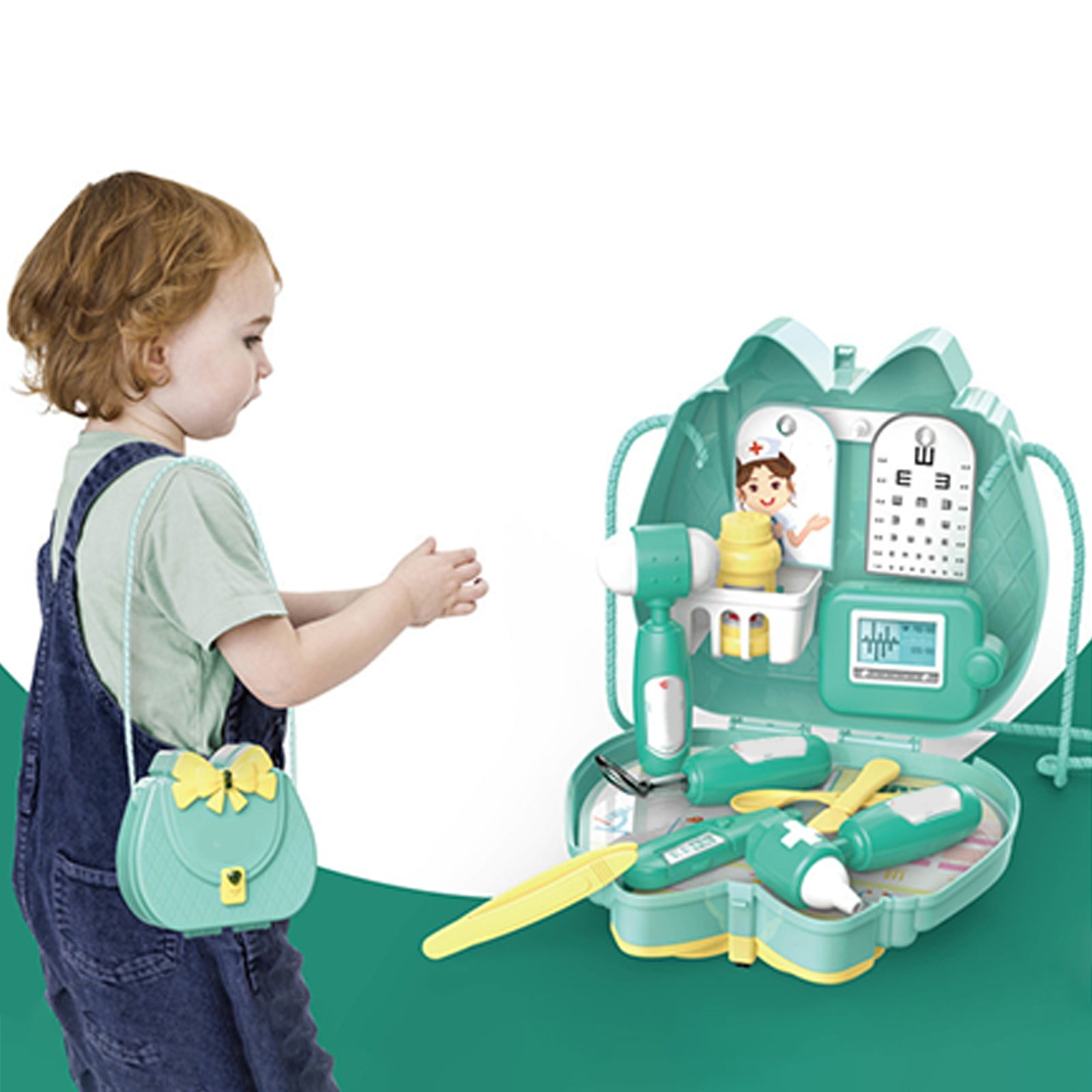 Wooden Role Play Pretend Playhouse Set | Mint Green Shoulder Bag ...