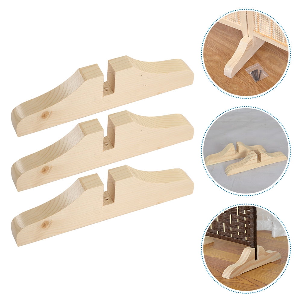 Wooden Room Divider Base, 3pcs Room Divider Stand Screen Panel Feet ...