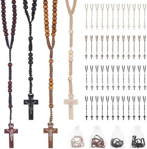 Wooden Rosary Beads Bulk,Wood Rosarios Catolicos with Jesus Holy Cross ...