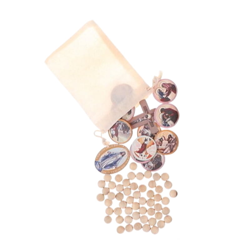Wooden Rosary Board, Montessori Wooden Rosary Board Chuck, Fun Round ...