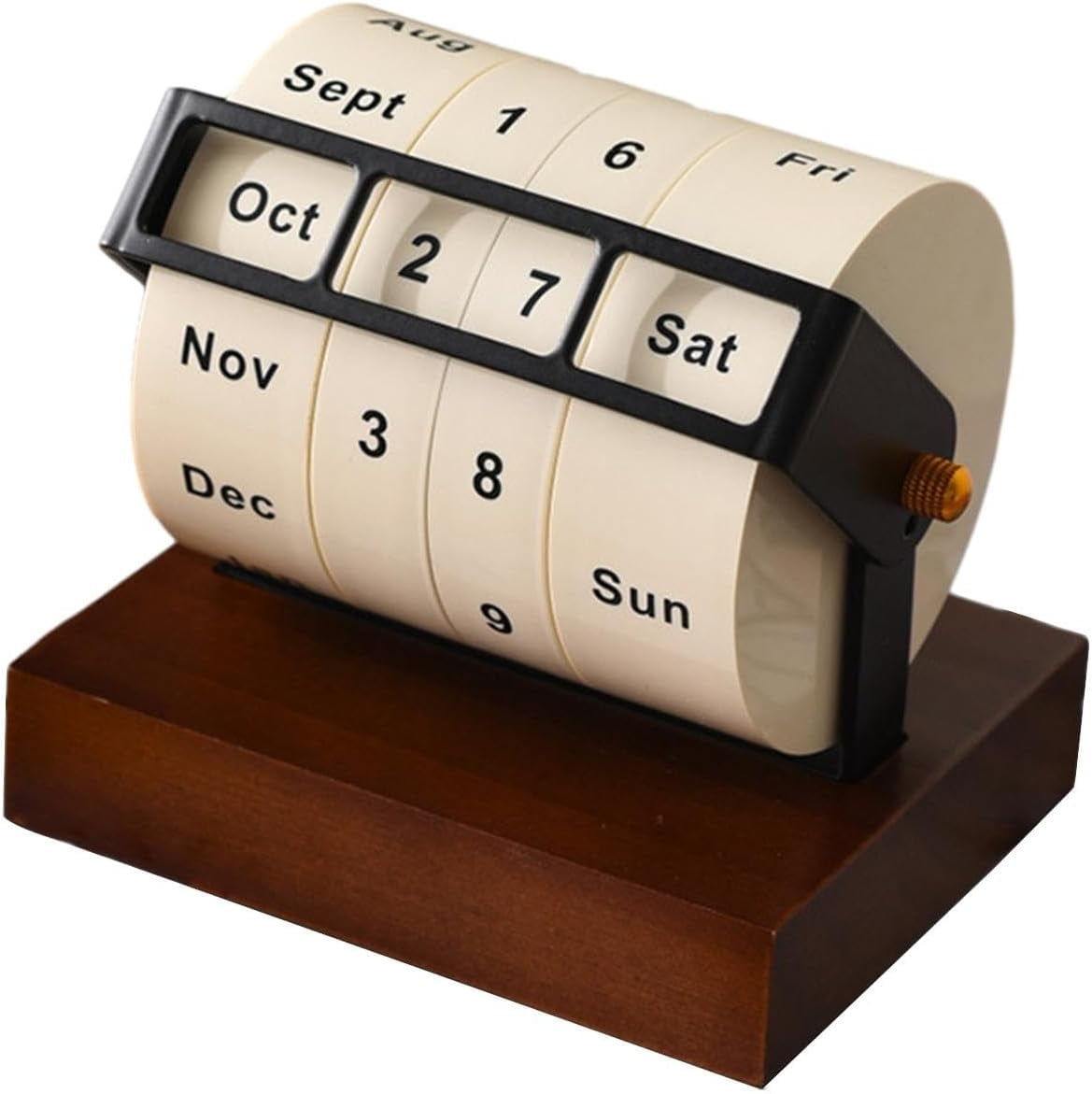 Wooden Rotary Calendar Rotating Perpetual Calendar Practical Photo ...
