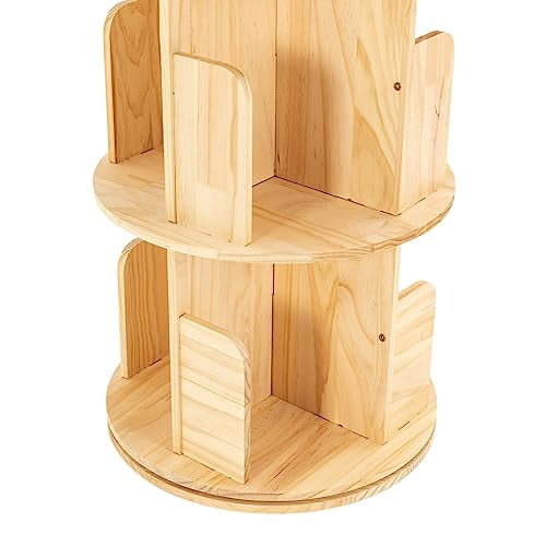 Wooden Rotating Bookshelf, Corner Bookshelf for Small Space, 4-tier 360 ...