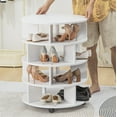 Wooden 4-Tier Rotating Shoe Organizer Shelf, Rolling Storage Rack for ...