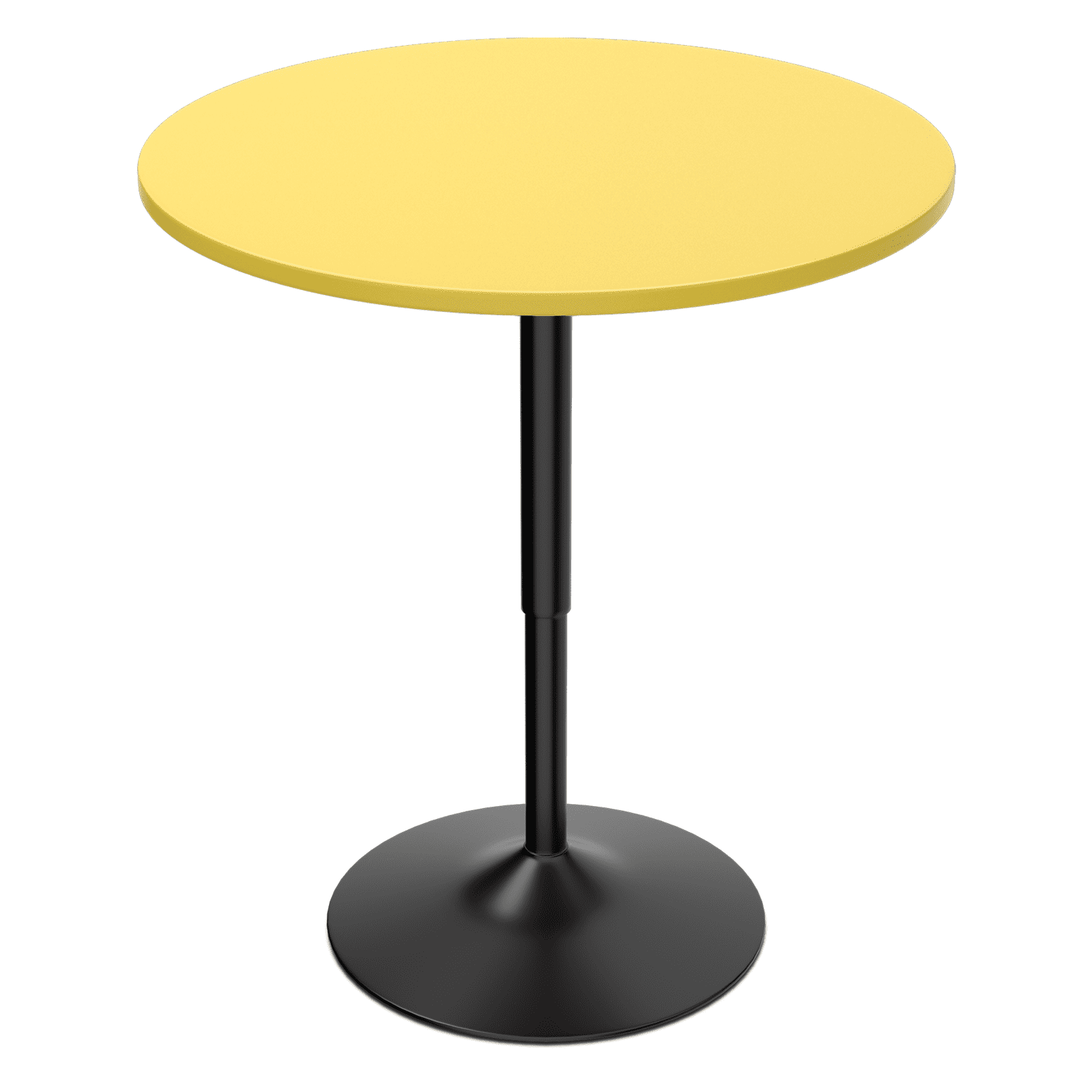 Wooden Round Bar Table Yellow Adjustable Height Tabletop Chrome Base ...