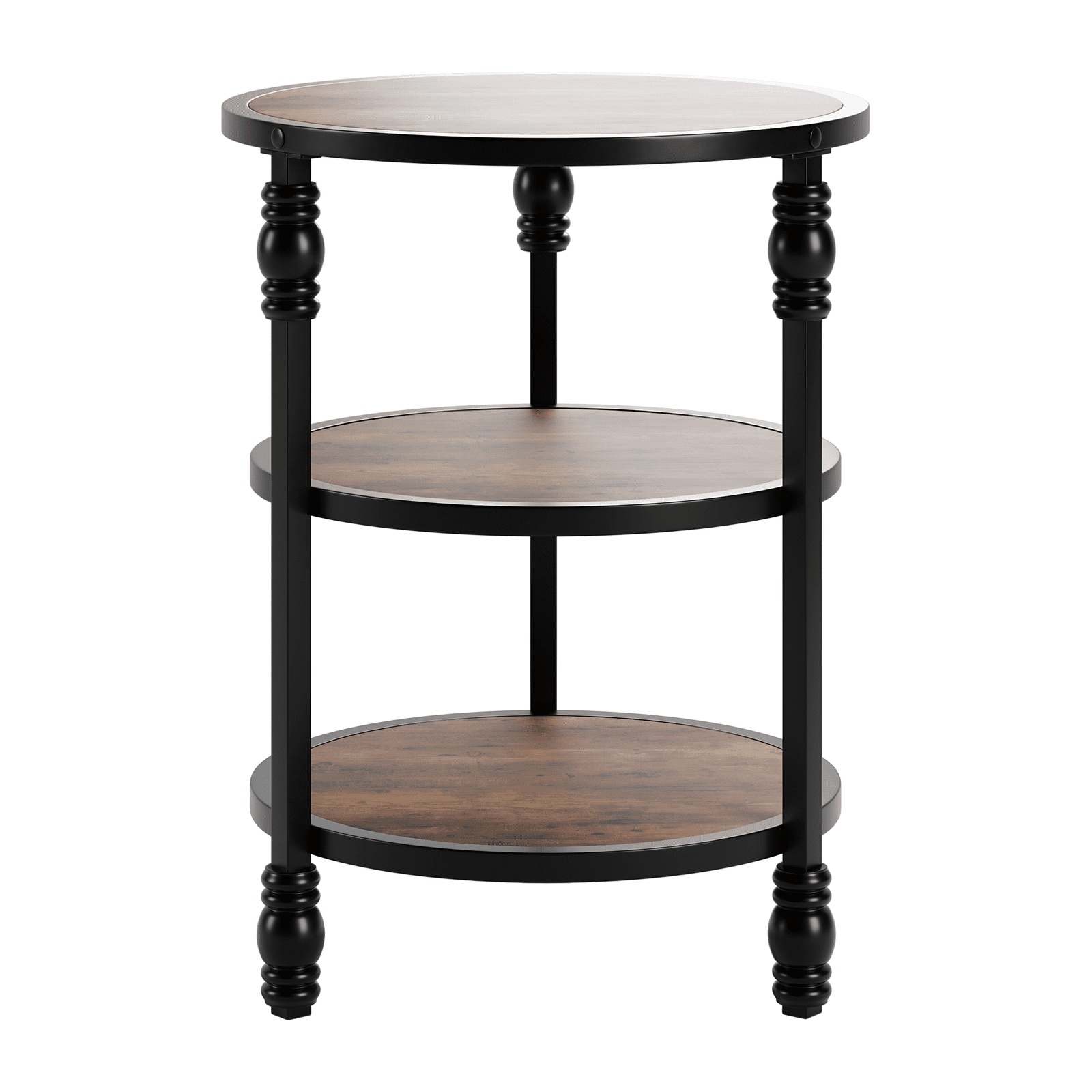 Wooden Round Bedside Table, 3 Tier Round Side Table, Round Small Coffee ...
