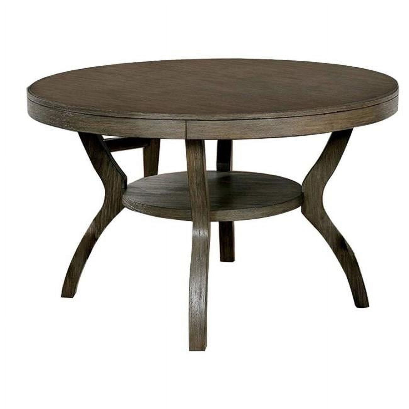 Wooden Round Dining Table with Angled Legs, Brown - 30 x 48 x 48 in ...