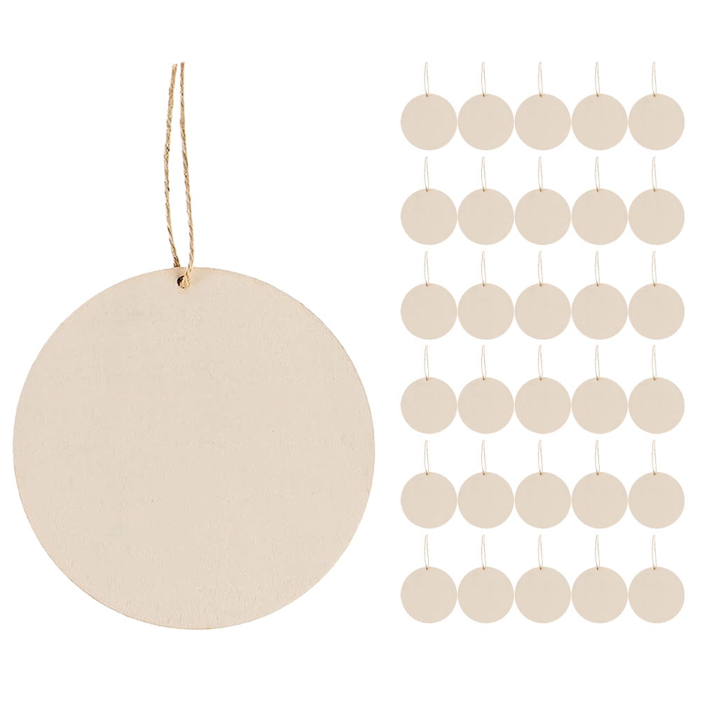 Wooden Round Hole Tag DIY Blank Hang Tag Party Home Decoration Labels ...