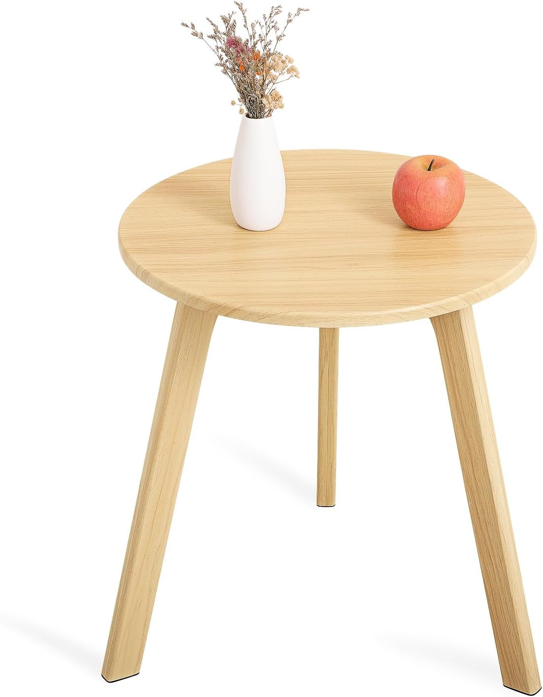 Wooden Round Side Table Modern Rustic Farmhouse Coffee Table Oval Mid ...