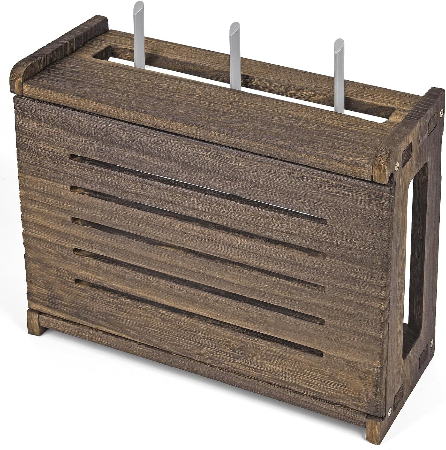 Wooden Router Shelf Wall Mount WiFi Router Storage Box Modem Cable ...