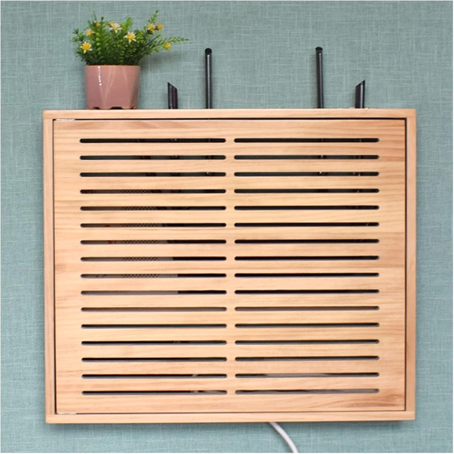 Wooden Router Storage Box Floating TV Shelf Wall Mounted Media Console ...