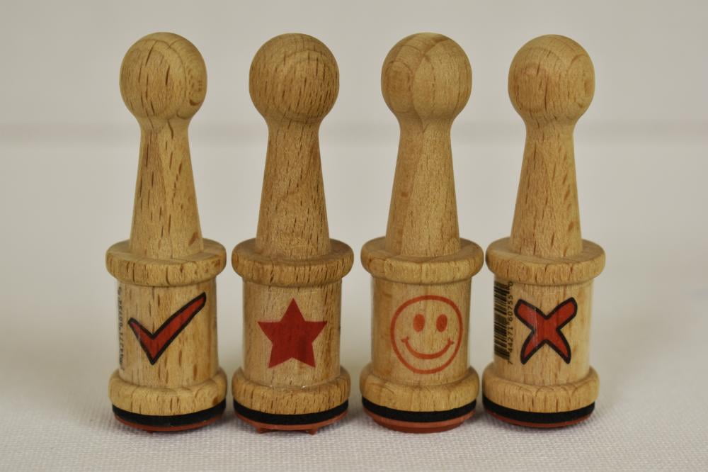 Wooden Rubber Peg Stamp- 4 Pack - Walmart.com