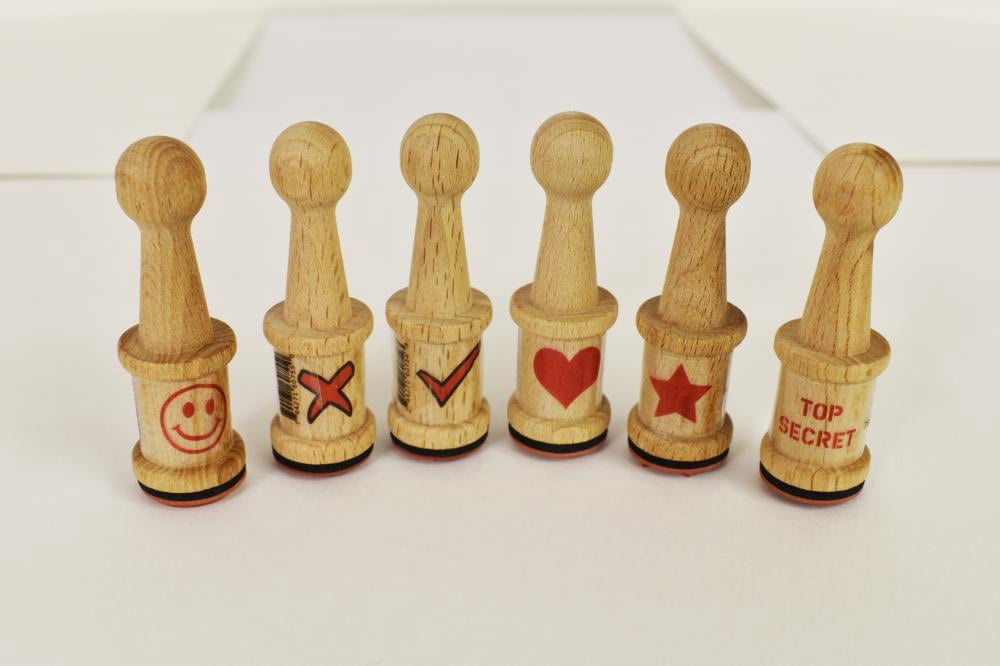 Wooden Rubber Peg Stamp- 6 Pack - Walmart.com