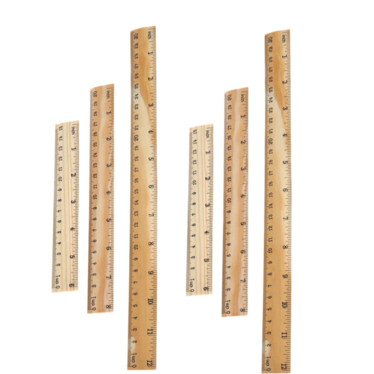 Wooden Rulers, 6 Packs Bulk Rulers with Centimeters and Inches, Metric ...