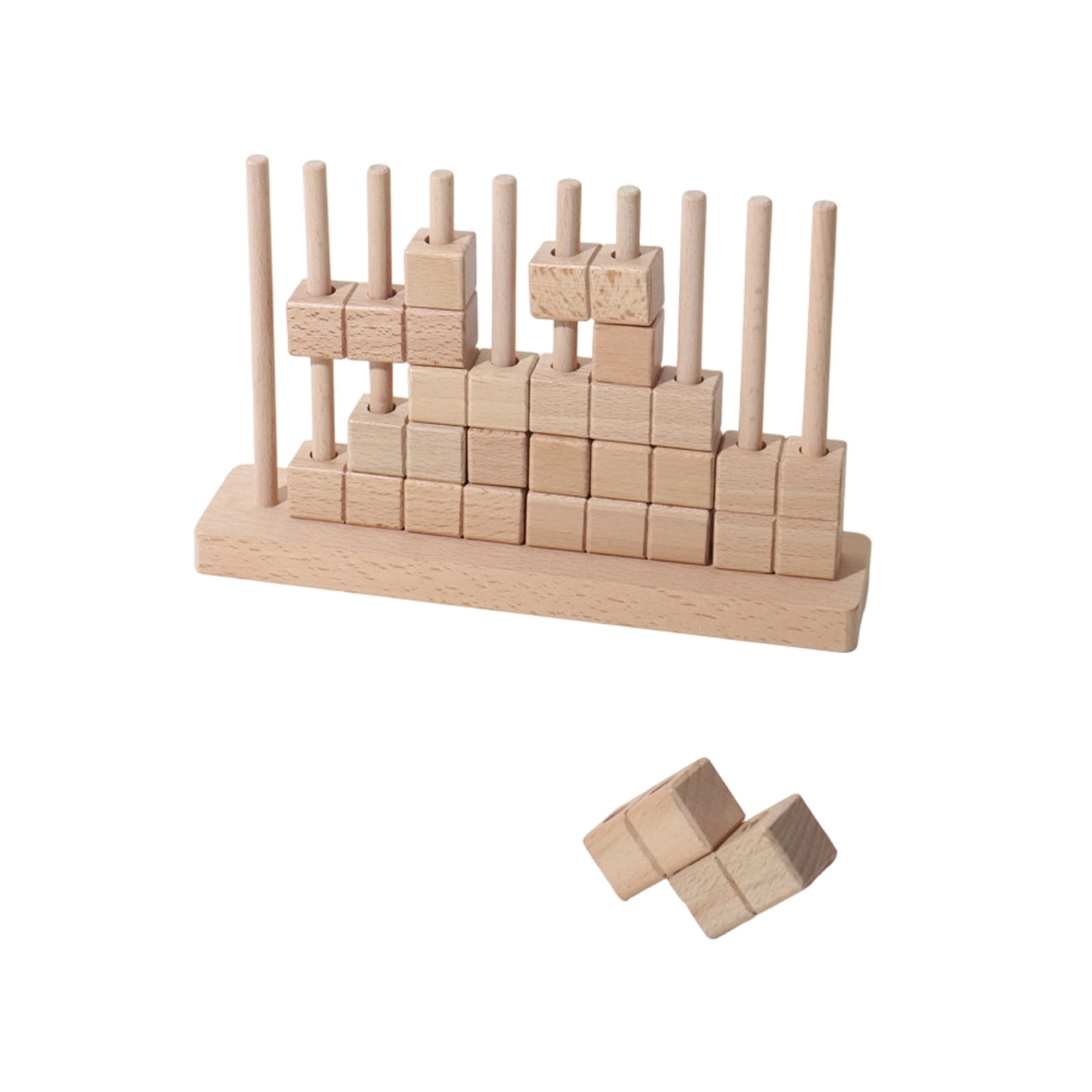 Wooden Russian Stacking Puzzle Game - Montessori Brain Blocks, 3D Shape ...