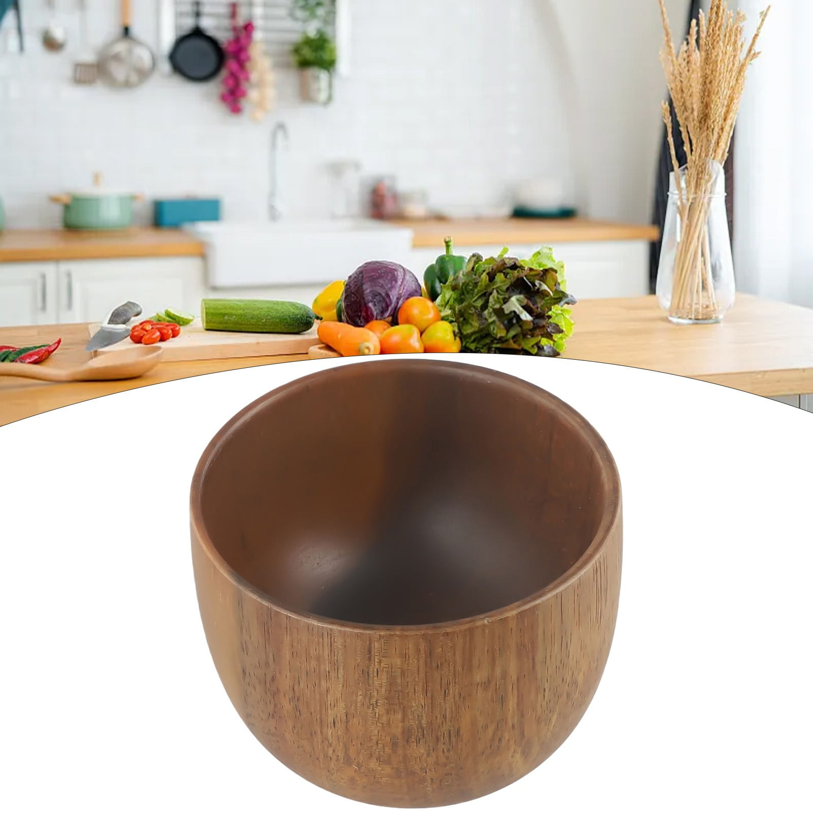 Wooden Salad Bowl Serving Cooking Kitchen Bowls Cutlery Basin Fruit ...