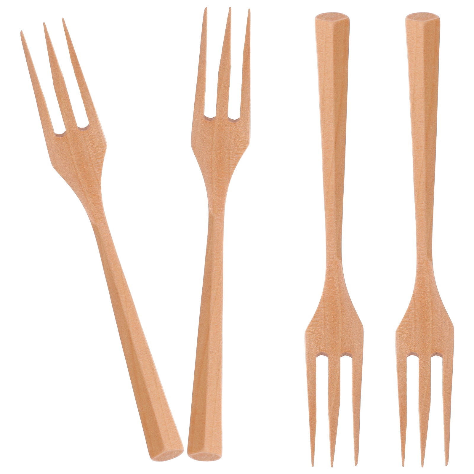 Homoyoyo Durable Khaki Wooden Forks Long Handle for Cooking and Serving ...