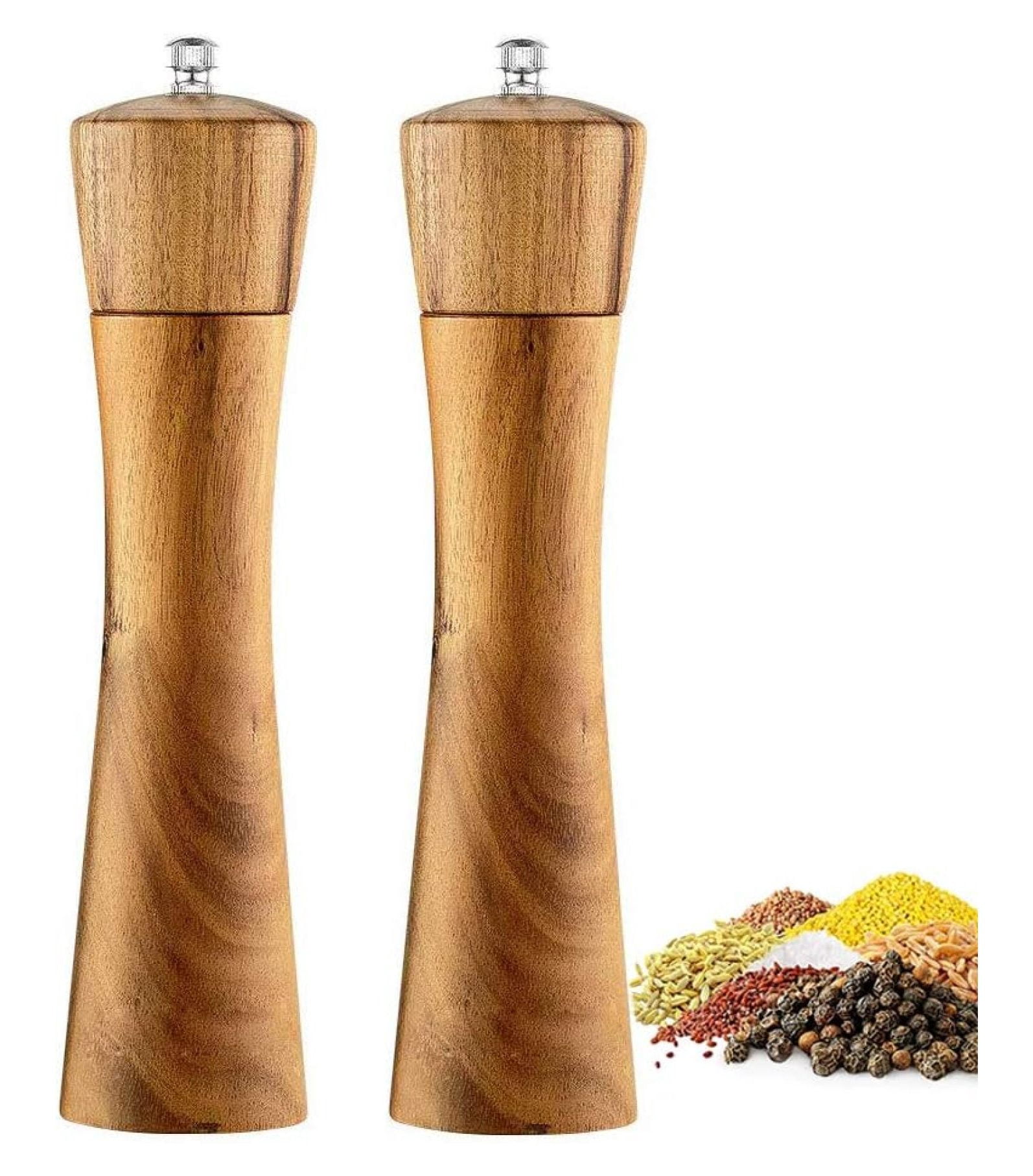 Wooden Salt and Pepper Grinder, Adjustable Manual Salt Grinder, Acacia ...