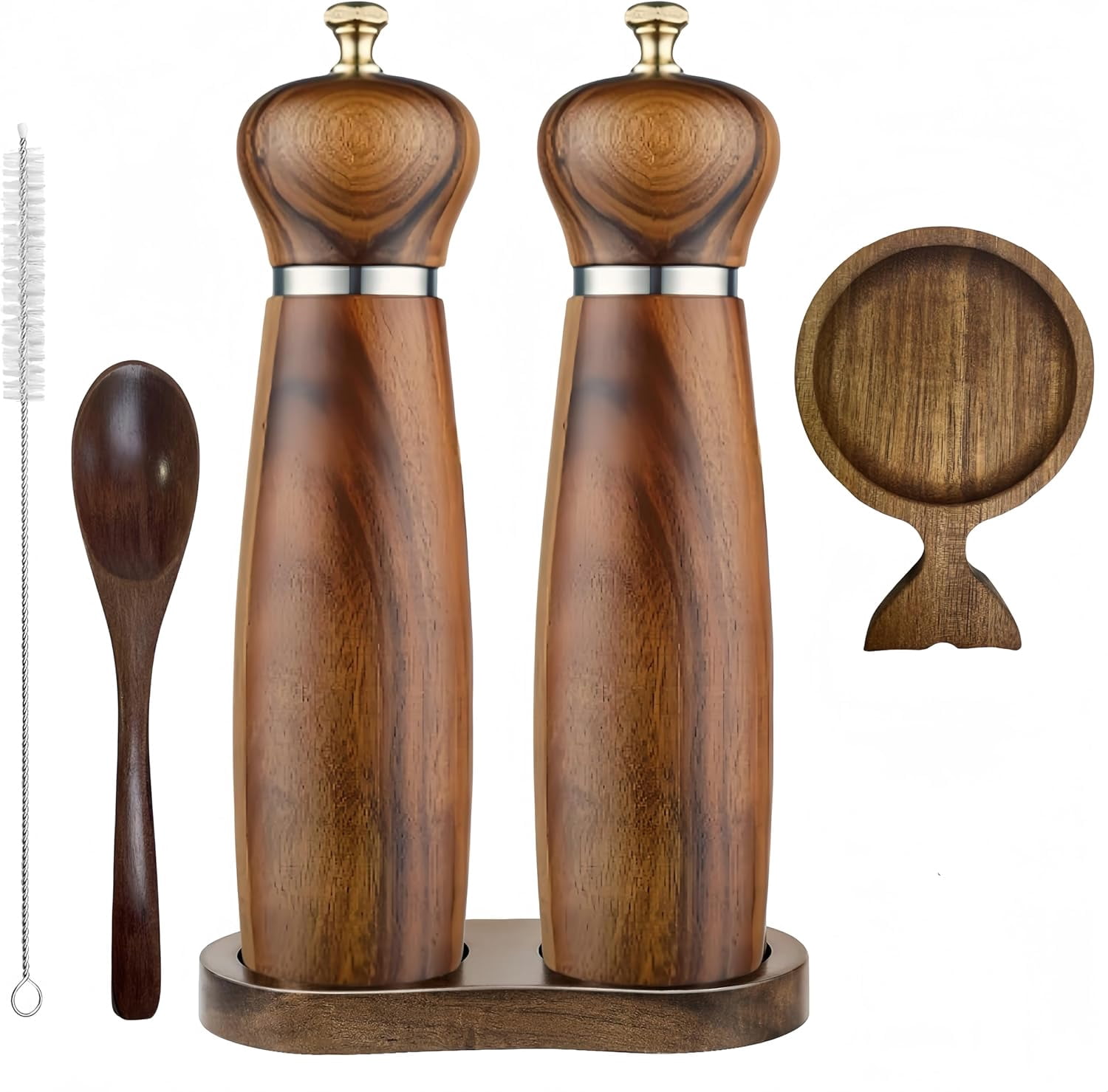 Wooden Salt and Pepper Grinder Set: Refillable Salt and Pepper Shakers ...