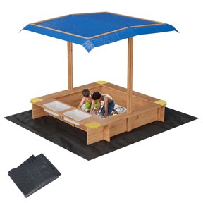 KFFKFF Sandbox with Lid, 72x41.5x9.1 in Oval Sand Pit, Durable HDPE ...