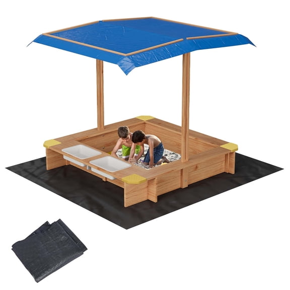 KFFKFF Sandbox with Lid, 72x41.5x9.1 in Oval Sand Pit, Durable HDPE ...