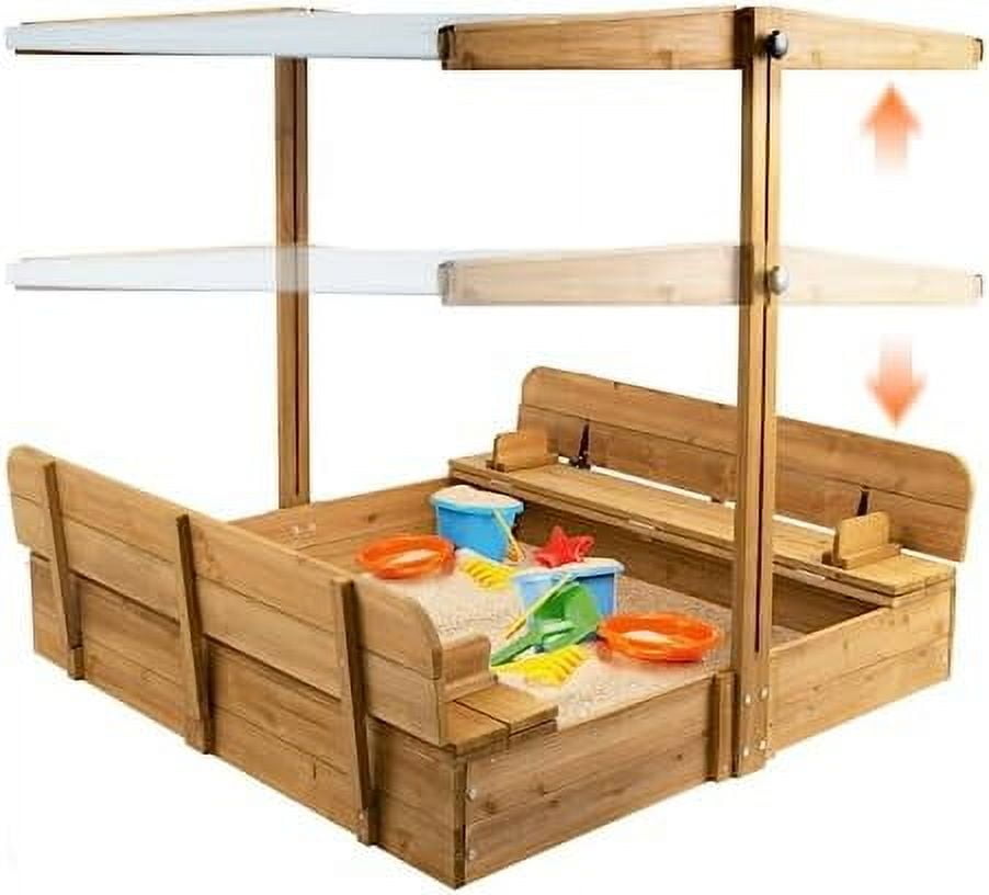 Wooden Sandbox with Cover, Sand Boxes for Kids Outdoor with Lid ...