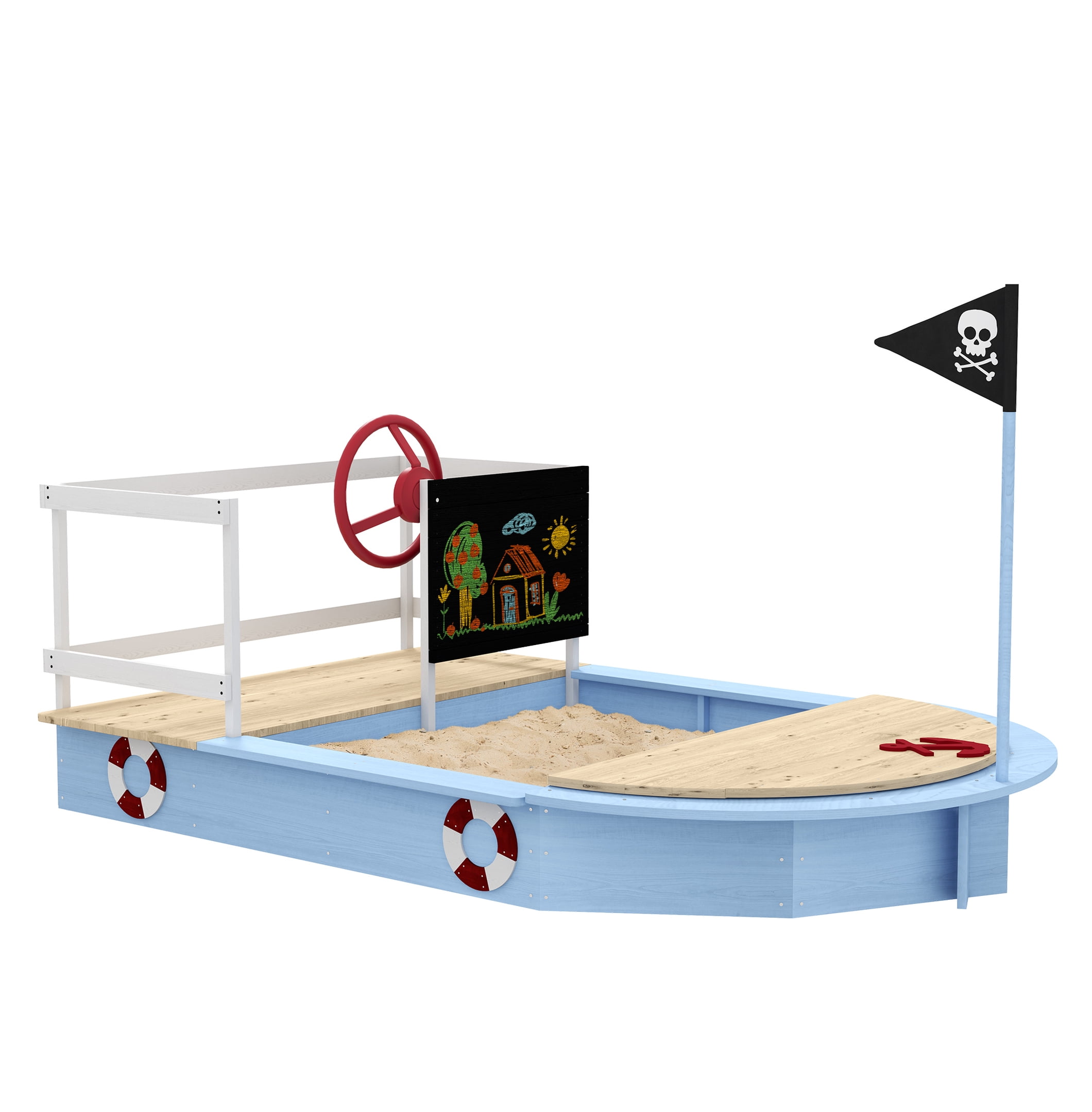 Wooden Sandbox with Pirate Ship Design for 3-7 Years, Blue - Walmart.com