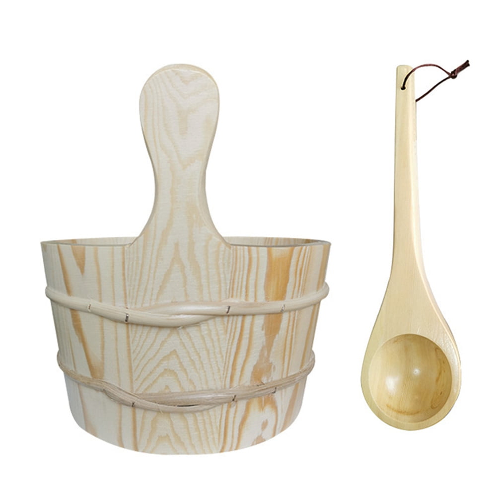 Wooden Sauna Bucket and Spoon Handmade Sauna and Spa Accessories Wooden ...