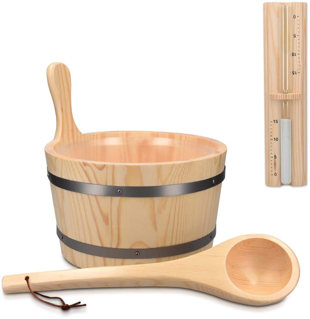 Wooden Sauna Bucket with Ladle - Essential Spa Accessory for Steam Room ...