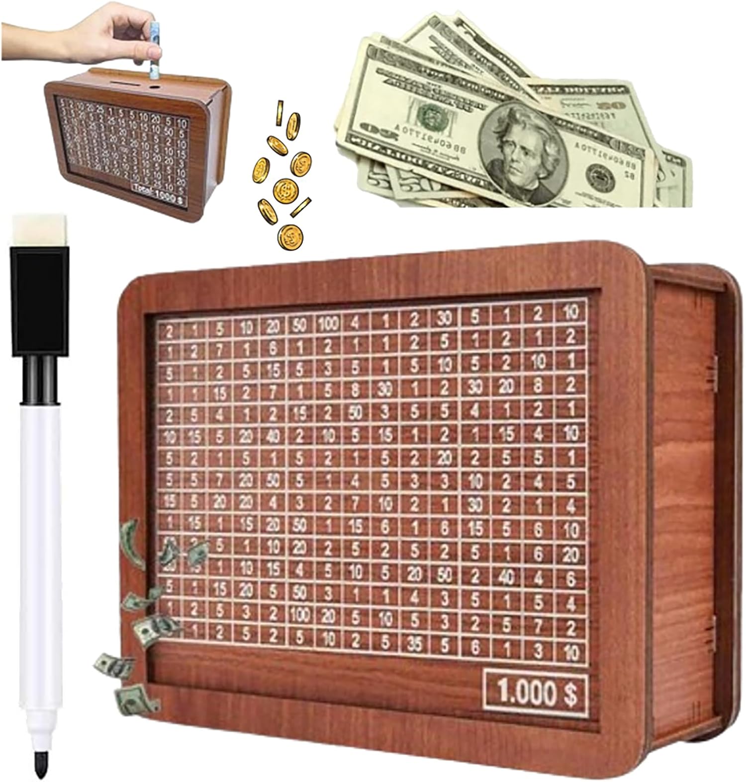 Wooden Saving Box, 2024 Saving Box Vault Wooden Savings Box Retro Style ...