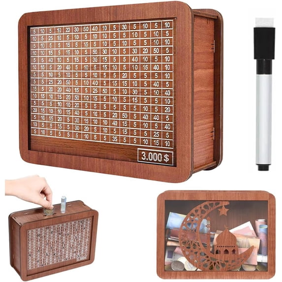 Wooden Savings Challenge Box, 2026 New Retro Money Storage Box with ...