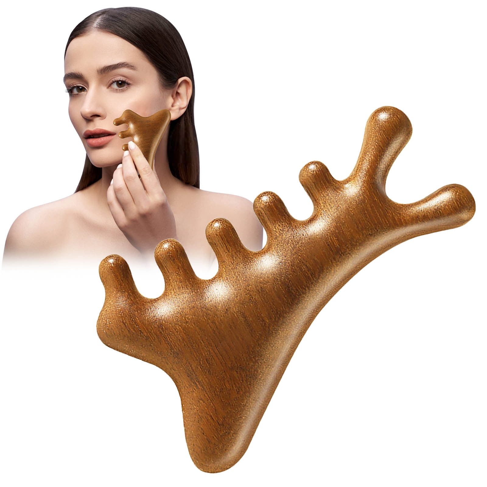 Wooden Scalp Massage Comb, 4-in-1 Tool, Ergonomic Handle, Acacia Wood ...