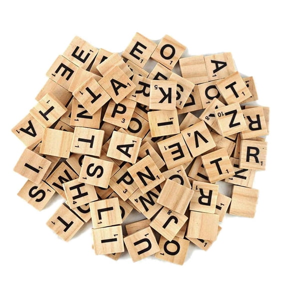 Wooden Scrabble Tiles,100pcs Wooden Alphabet Scrabble Tiles Letters ...
