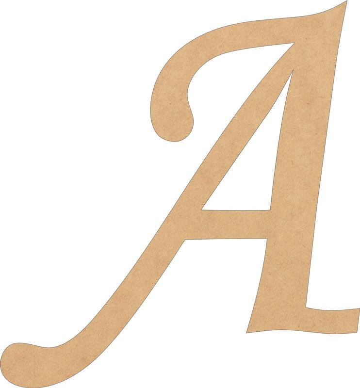 Wooden Script Letters, Unfinished 16'' Tall Alphabet A, Blank Wall ...