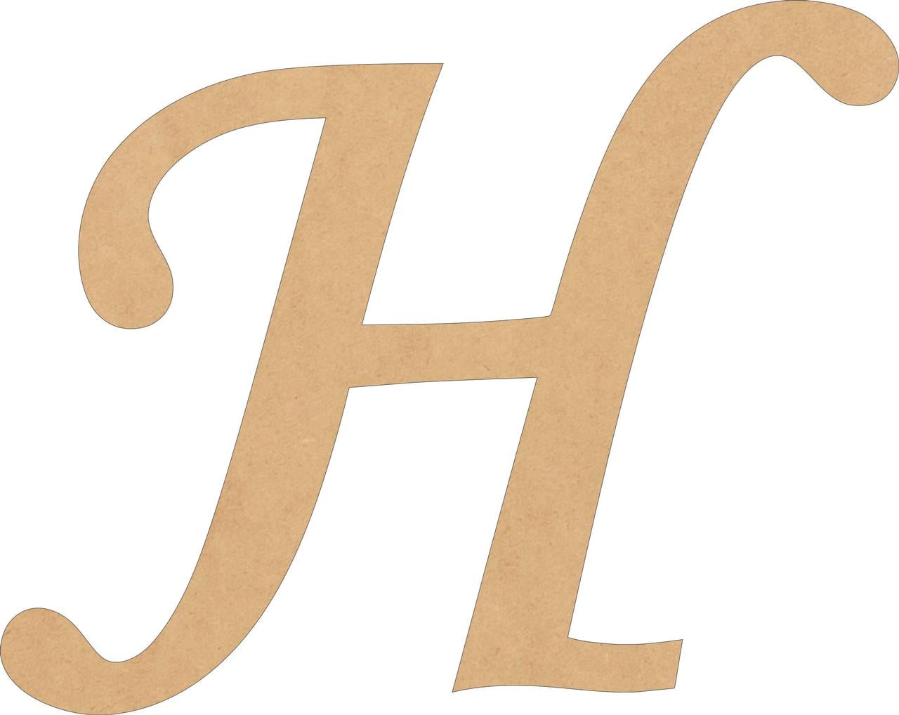 Wooden Script Letters, Unfinished 8'' Tall Alphabet H, Blank Wall Craft ...