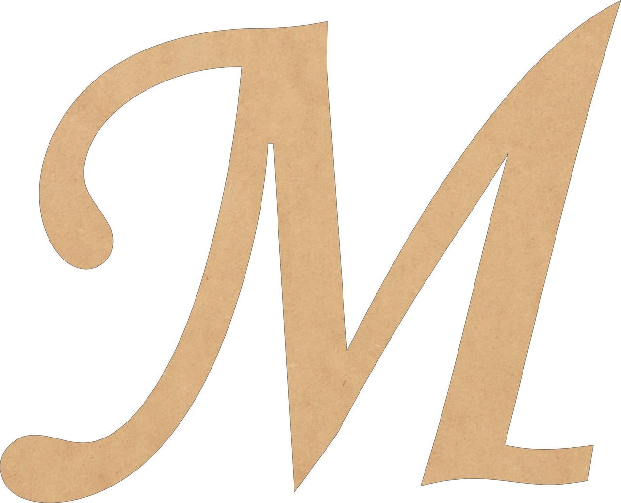 Wooden Script Letters, Unfinished 8'' Tall Alphabet M, Blank Wall Craft ...