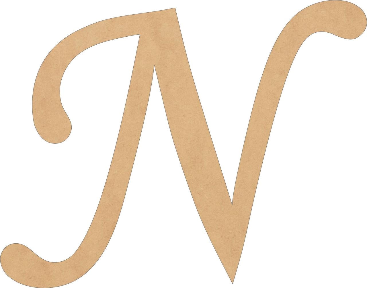 Wooden Script Letters, Unfinished 8'' Tall Alphabet N, Blank Wall Craft ...