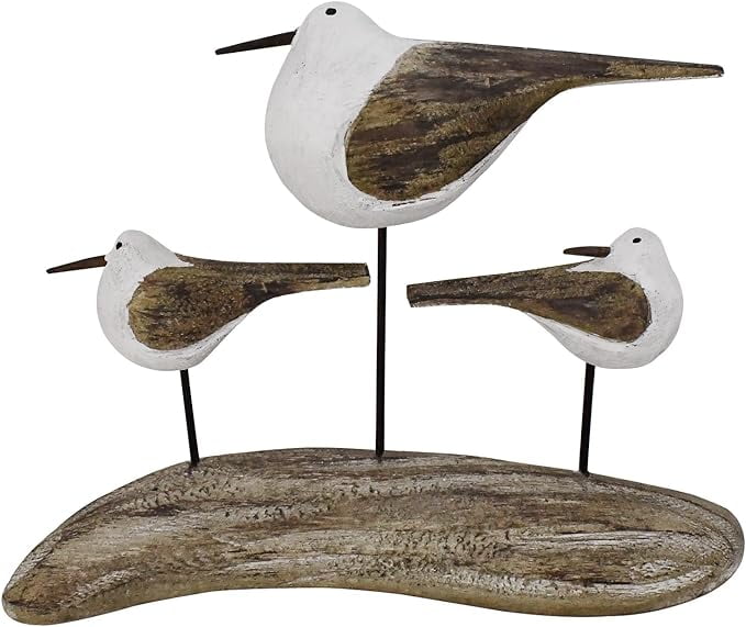 Wooden Sea Birds Decor Wood Seagull Statue Bird Figurines Seabird ...