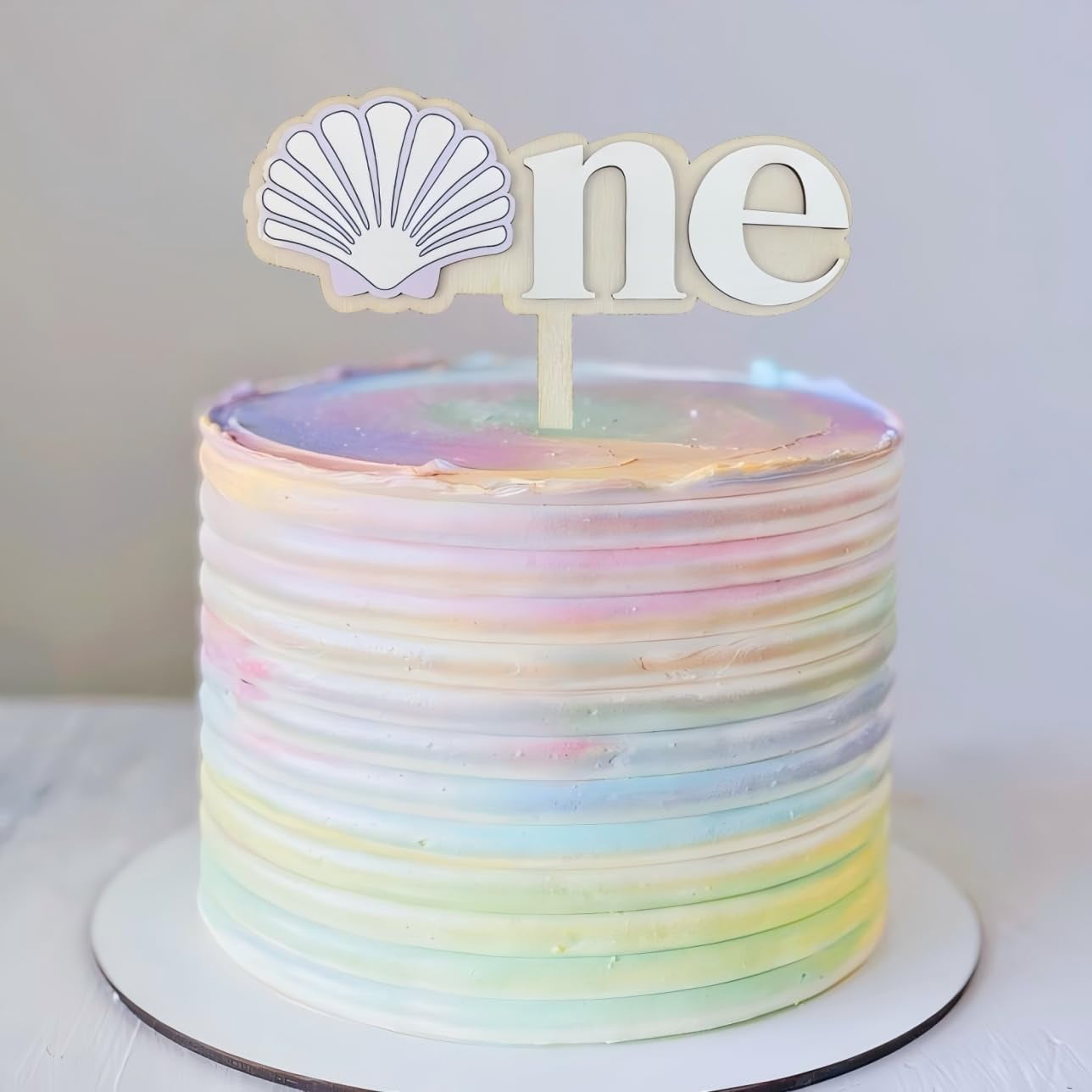 Wooden Seashell Cake Topper MMF7 - Mermaid Sea Shell One Birthday Cake ...